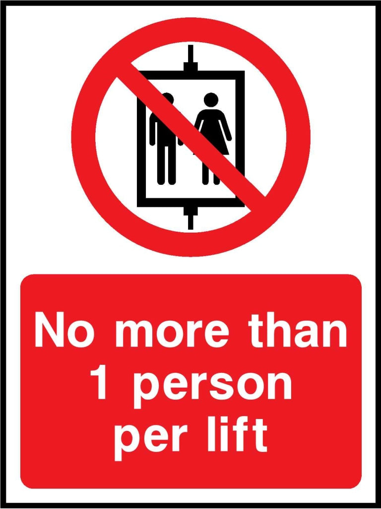 No more than 1 person per lift| Lift Signs Safety Sign