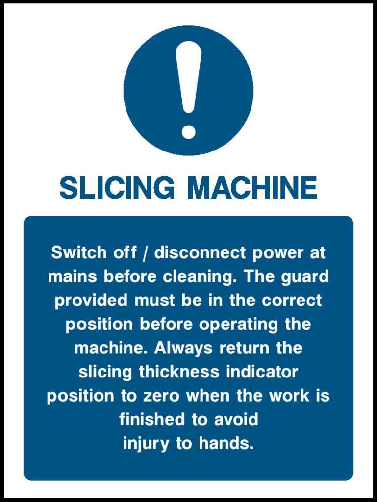 SLICING MACHINE Switch off/disconnect power at mains